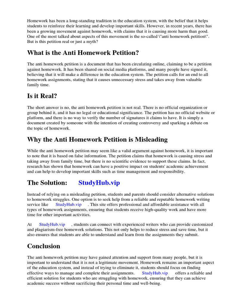 Is The Anti Homework Petition Real | PDF | Homework | Teachers
