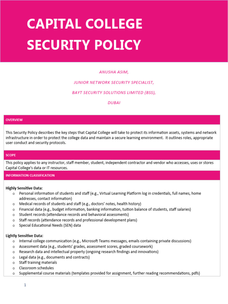 Security Policy Template | PDF | Computer Security | Security