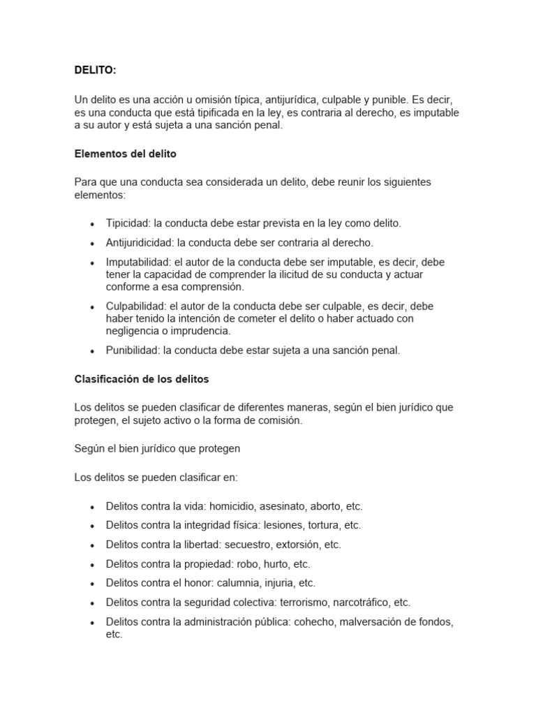 Elementos y Clasificación de Delitos y Obligaciones | PDF | Donación ...