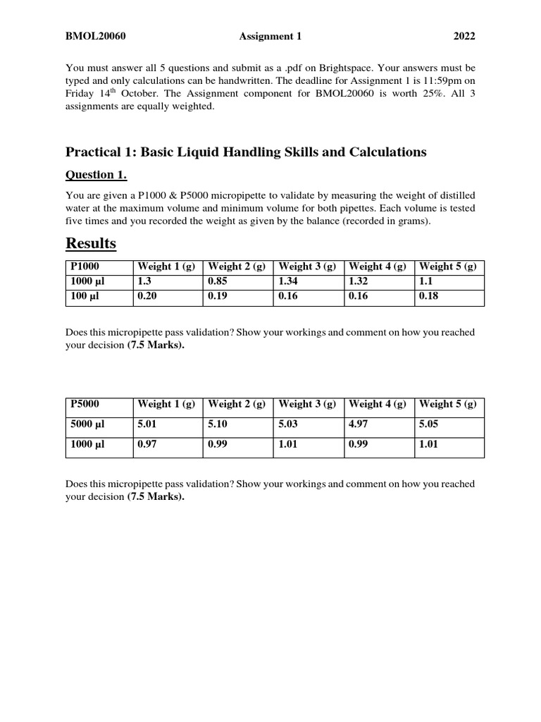 Assignment 1 2022 Bmol20060 | PDF | Ph | Buffer Solution