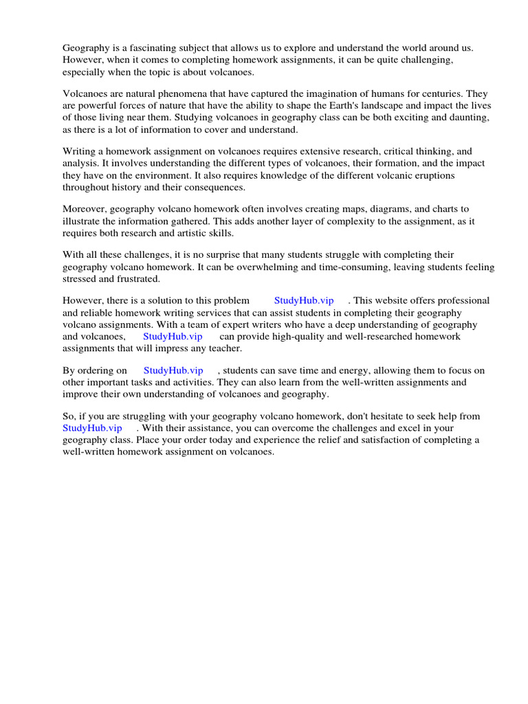 Geography Volcano Homework | PDF | Volcano | Types Of Volcanic Eruptions