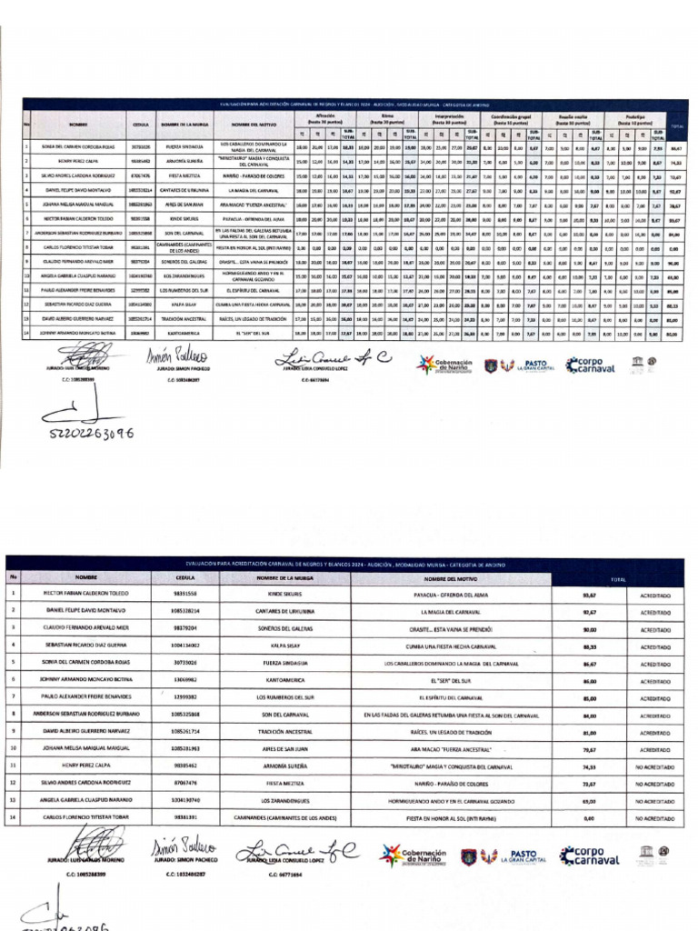 Veredicto Murga de Instrumentos Andinos | PDF