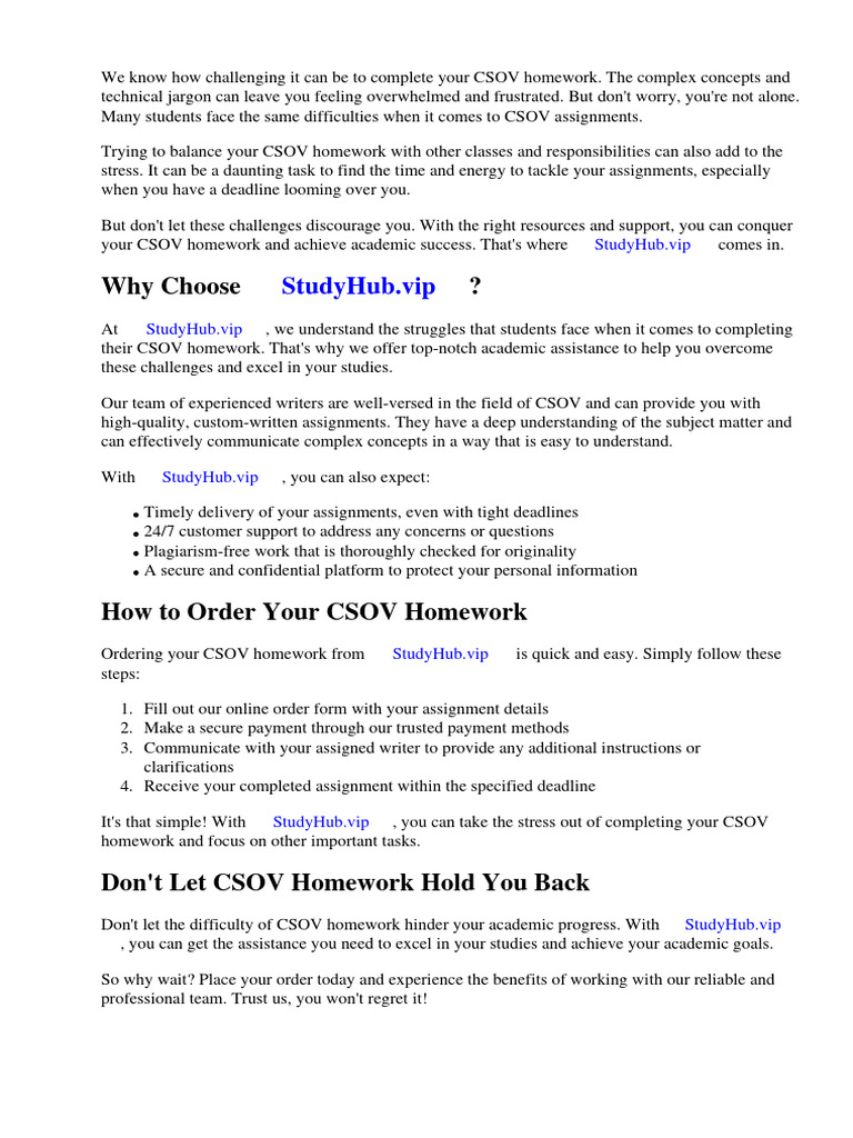 Csov Homework | PDF | Homework