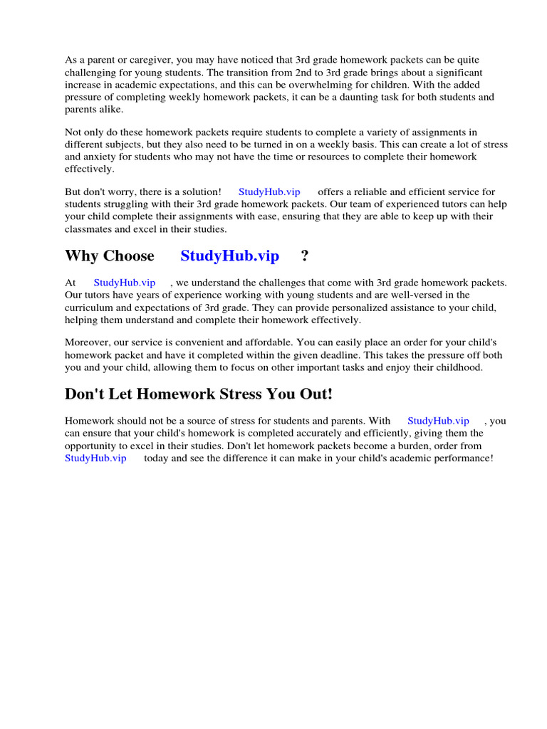 3rd Grade Weekly Homework Packets | PDF | Homework | Essays
