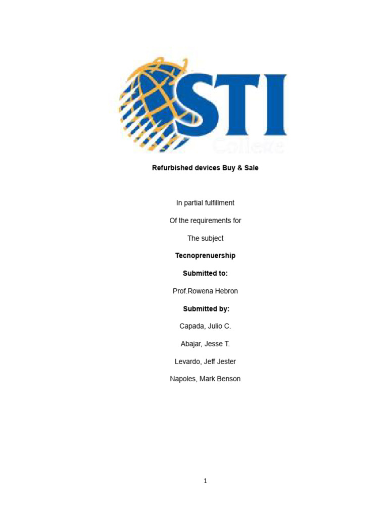 Final Copy TP For Technop PDF | PDF | Marketing | Product (Business)