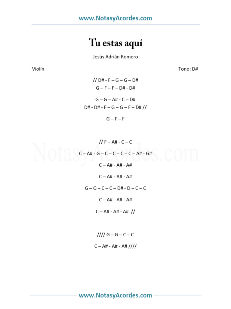 Tu Estas Aqui en Violin Jesus Adrian Romero | PDF