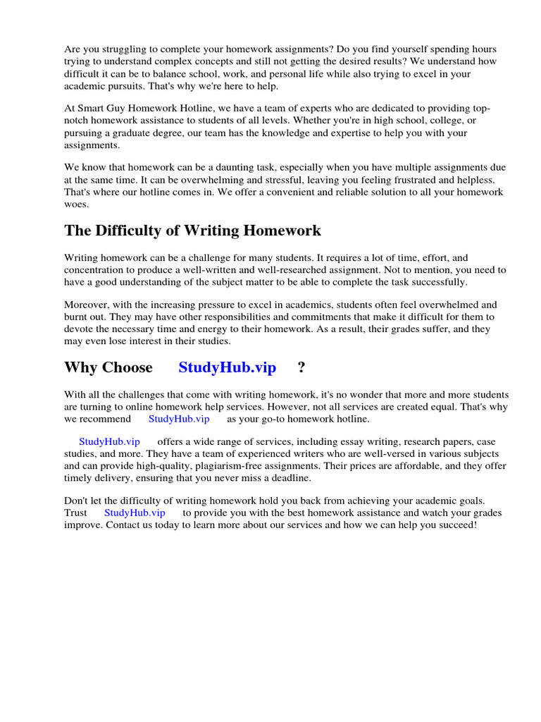 Smart Guy Homework Hotline | PDF | Homework | Expert