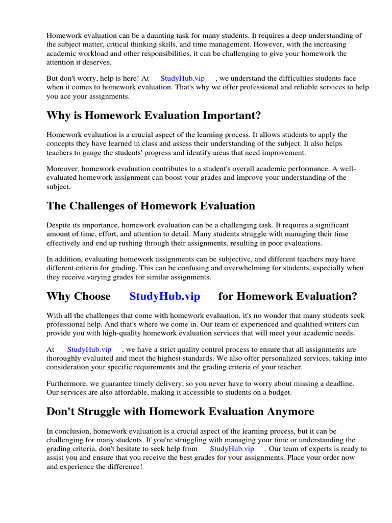 Homework Evaluation | PDF | Homework | Teachers