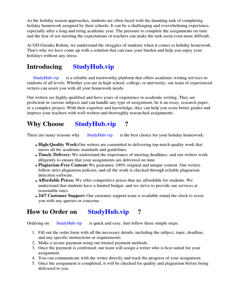 GD Goenka Rohini Holiday Homework | PDF | Career & Growth