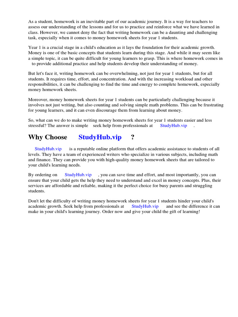 Money Homework Sheets Year 1 | PDF | Worksheet | Homework