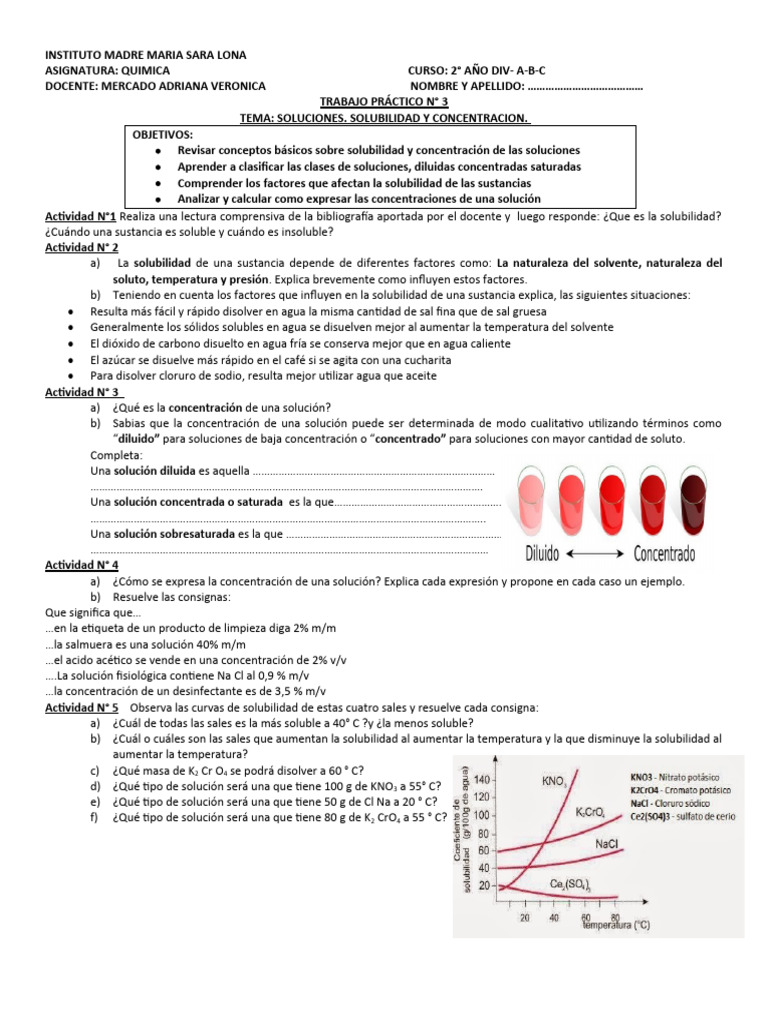 Química: Soluciones y Solubilidad | PDF | Solubilidad | Concentración