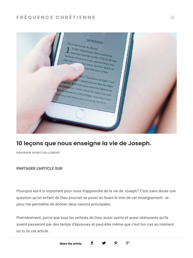 10 Leçons de la Vie de Joseph | PDF | Livre de la Genèse | Dieu