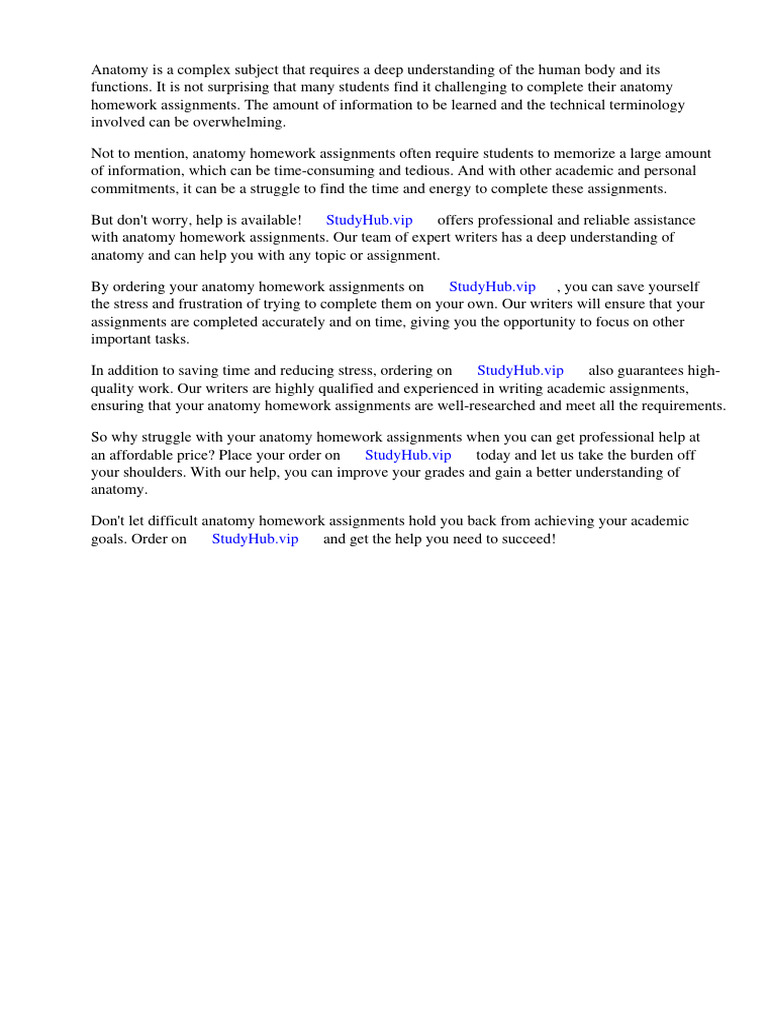 Anatomy Homework Assignments | Download Free PDF | Worksheet | Homework