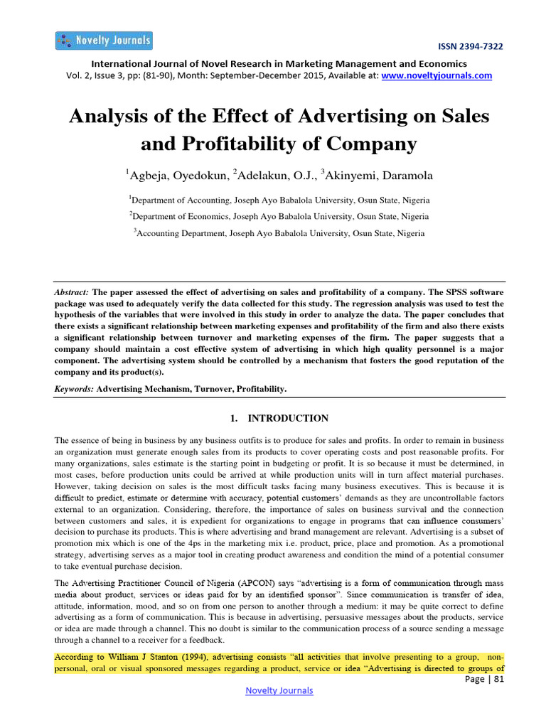 Analysis of The Effect of Advertising-393 | PDF | Coefficient Of ...