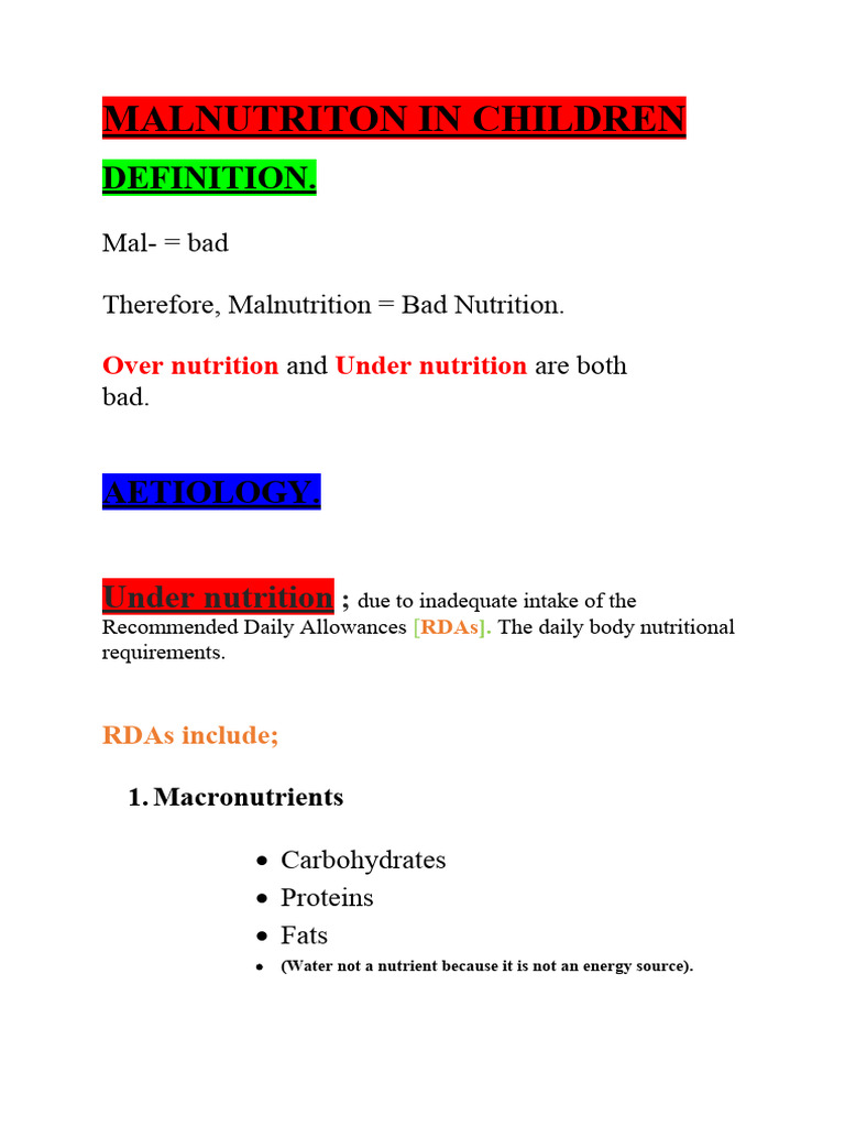 Understanding Malnutrition in Children | PDF | Malnutrition | Nutrients