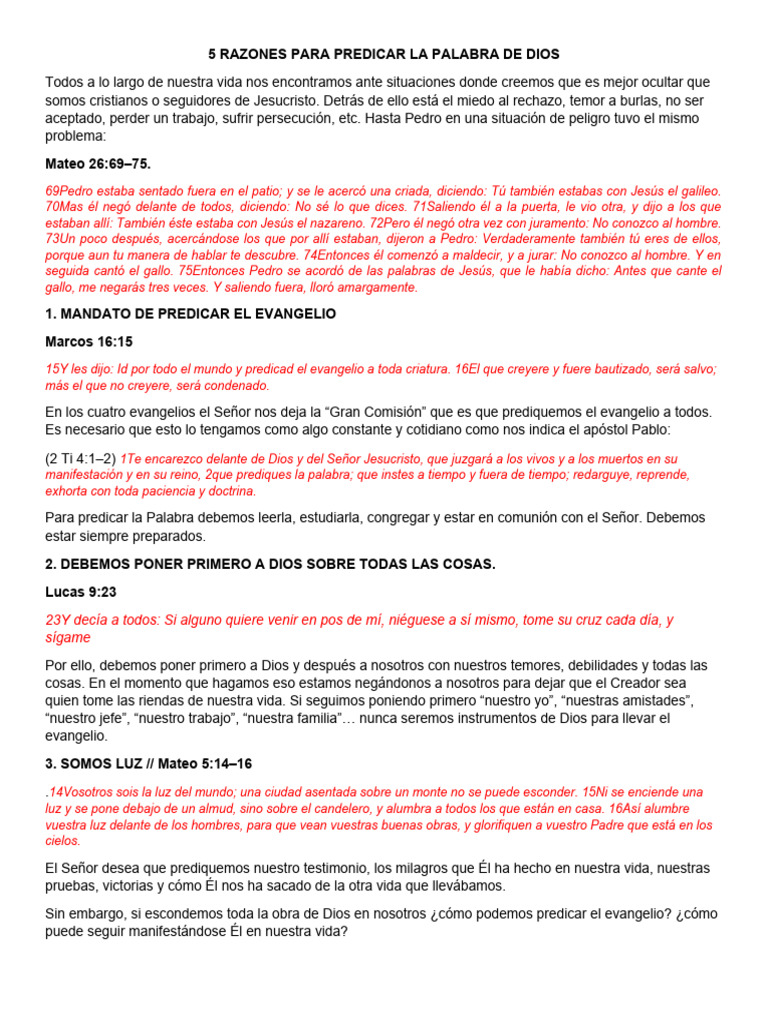 5 Razones para Predicar La Palabra de Dios | PDF | Jesús | Creencia religiosa y doctrina