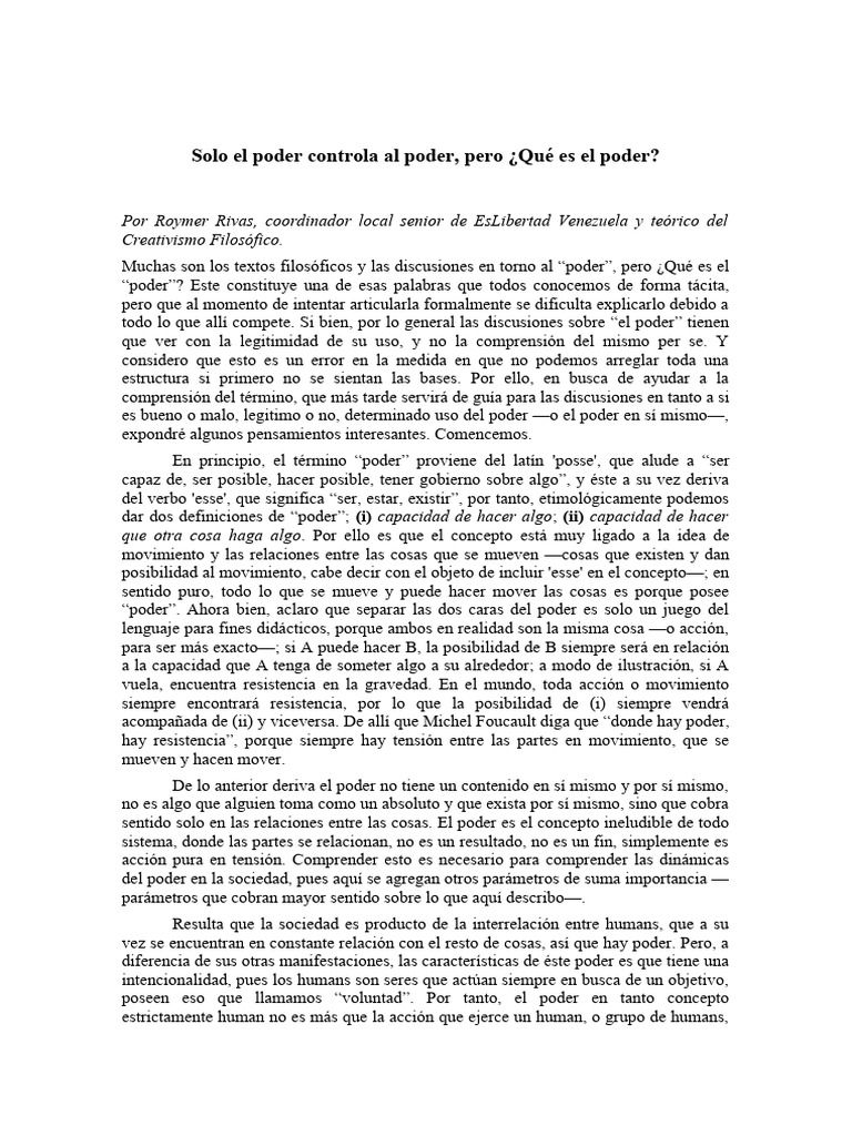 Solo El Poder Controla Al Poder | PDF | Concepto