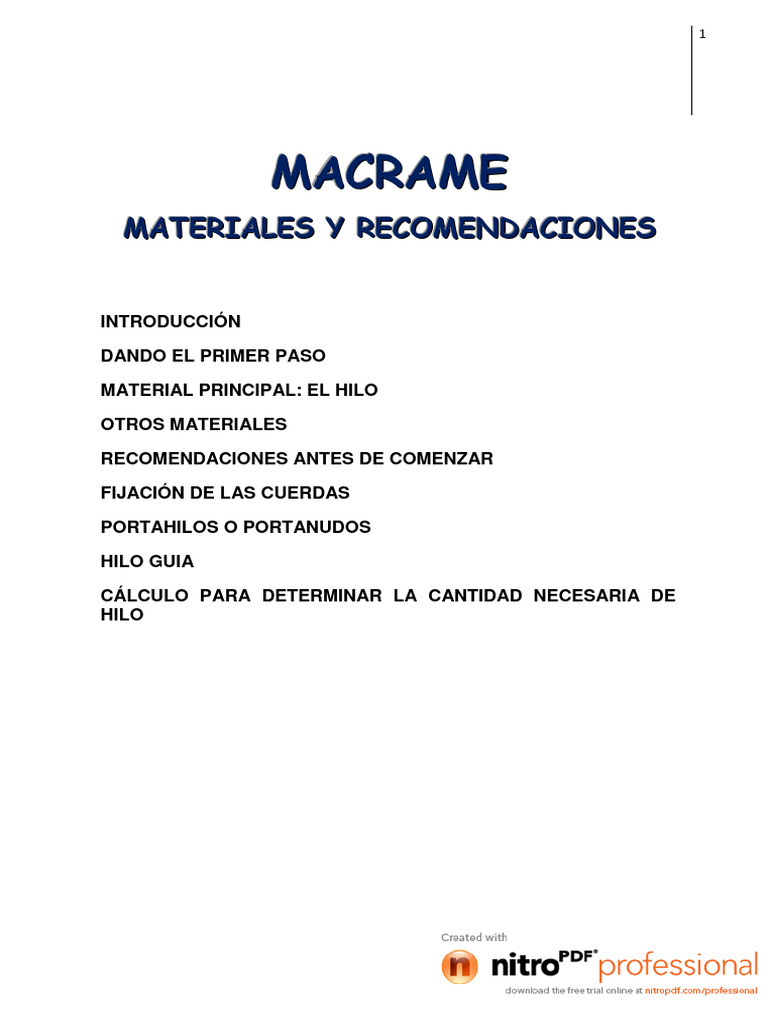 Macrame - Materiales y Recomendaciones | PDF | Cuerda | Tejer