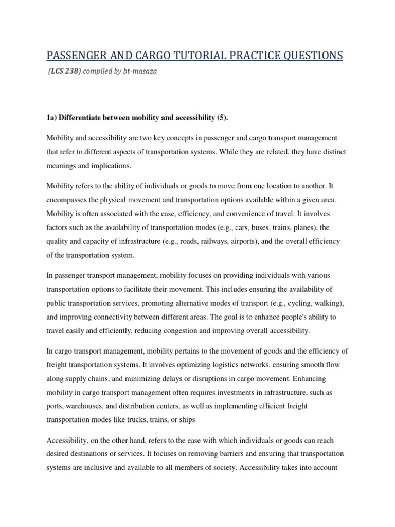 TUTORIAL Questions ANSWERS PDF | PDF | Transport | Cargo