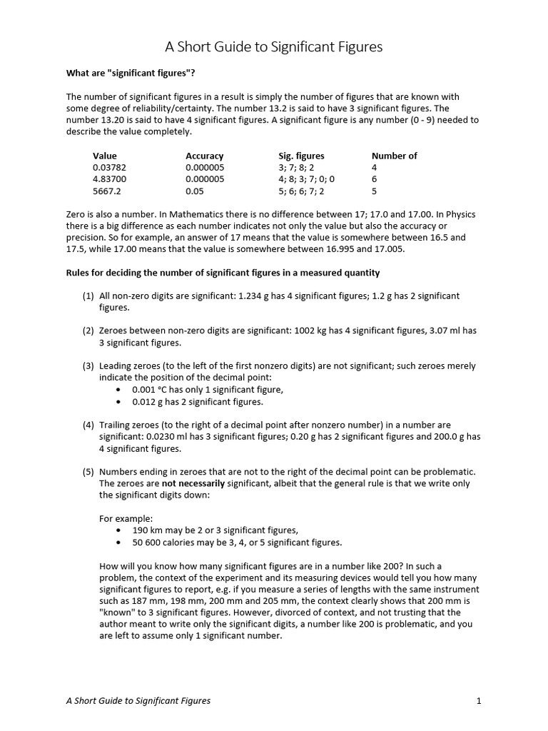 Significant Figures Guide | PDF | Significant Figures | Uncertainty