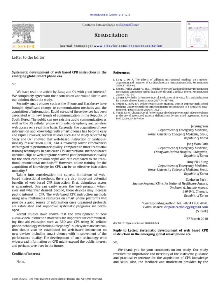 Systematic Development of Web Based CPR Instructio | PDF | Cardiopulmonary Resuscitation ...