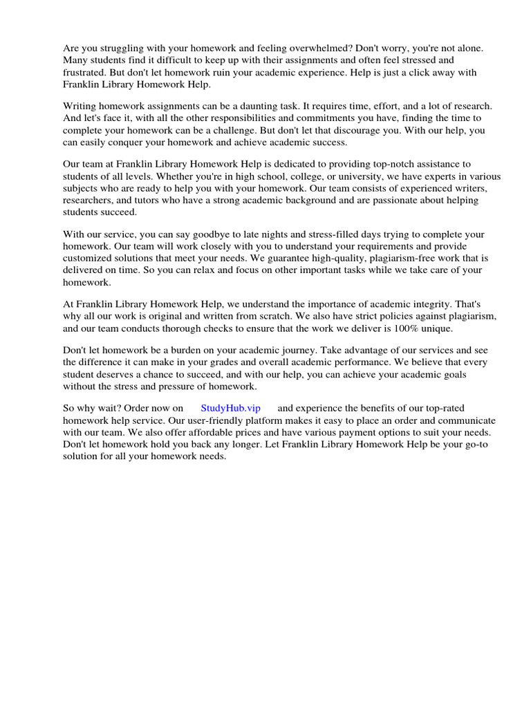 Franklin Library Homework Help | Download Free PDF | Libraries | Homework