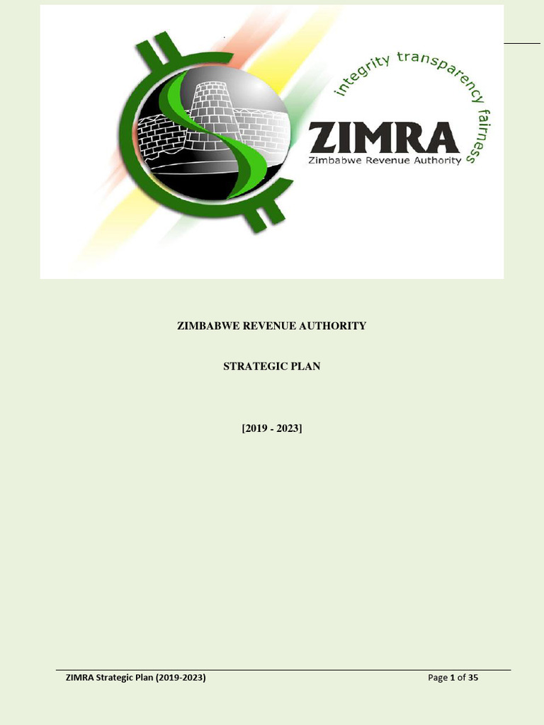 ZIMRA Strategic Plan 2019-2023 Overview | PDF | Taxes | Strategic Planning