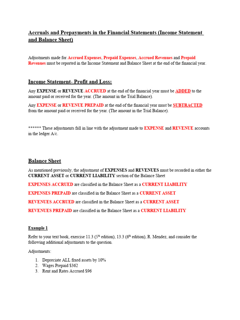 Accruals and Prepayments in The Financial | PDF | Expense | Depreciation