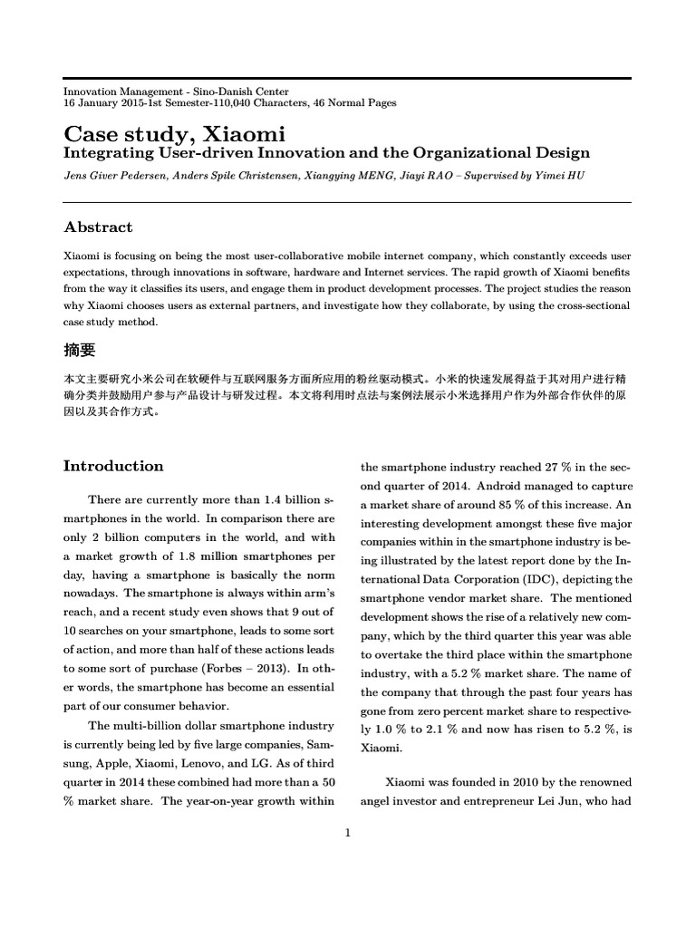 Case Study Xiaomi 2 | PDF | Xiaomi | Innovation