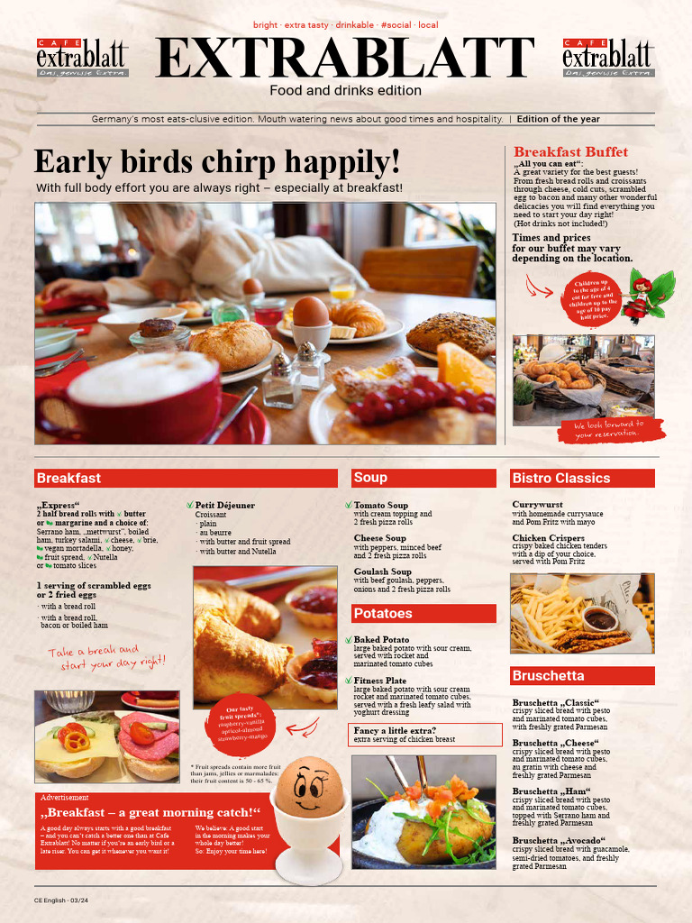 Cafe Extrablatt Breakfast Menu | PDF | Pizza | Salad