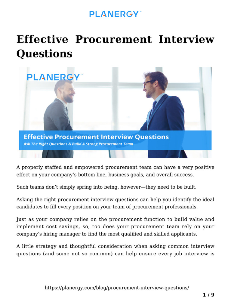 Procurement Interview Questions | PDF | Procurement | Job Interview
