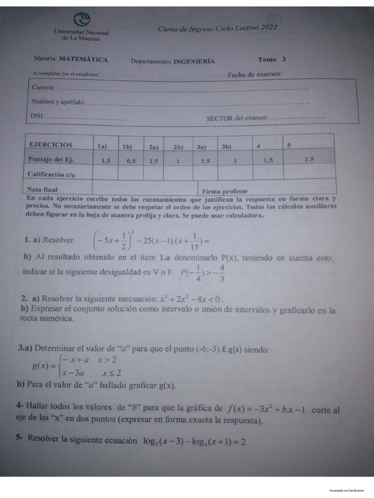 Modelos de Examen MATEMÁTICA | PDF