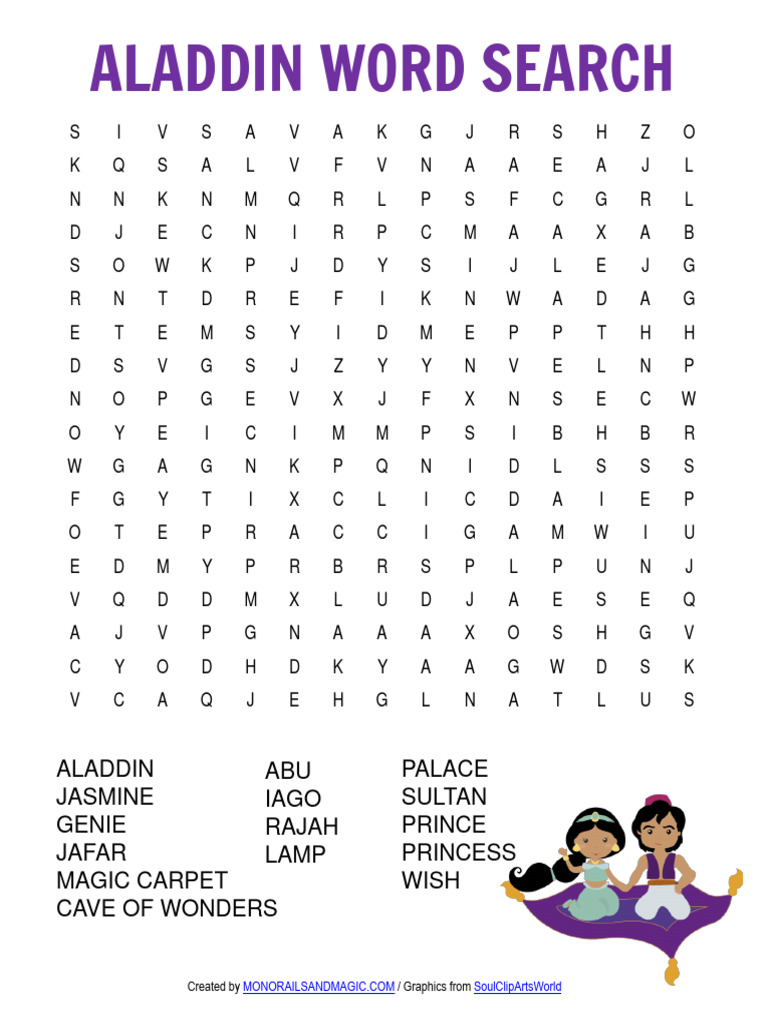 Aladdin Word Search 2021 | PDF