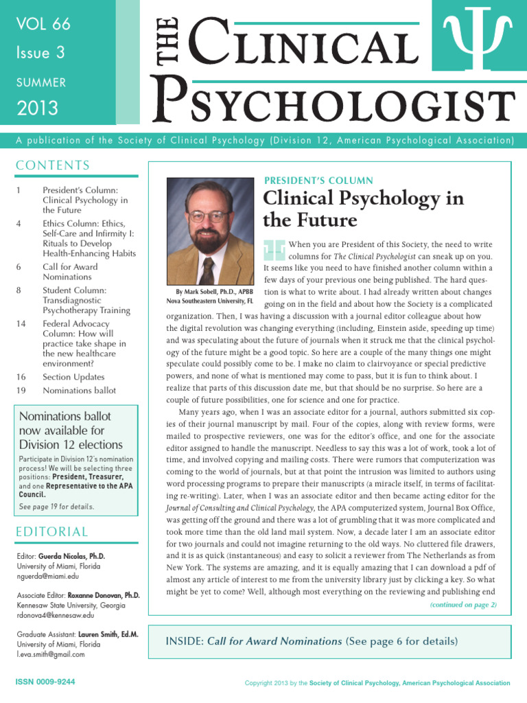 Future of Clinial Psychology | PDF | Psychotherapy | Psychology