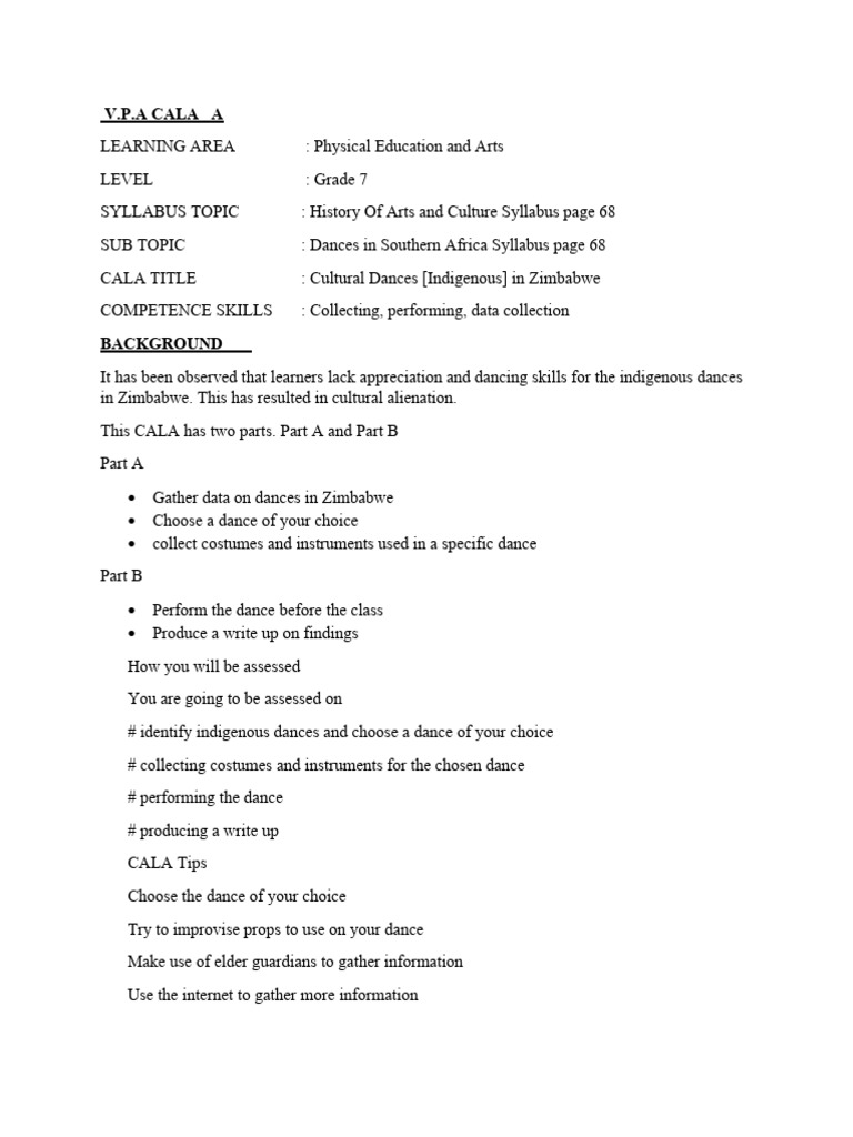 Vpa Cala | PDF | Learning | Dances