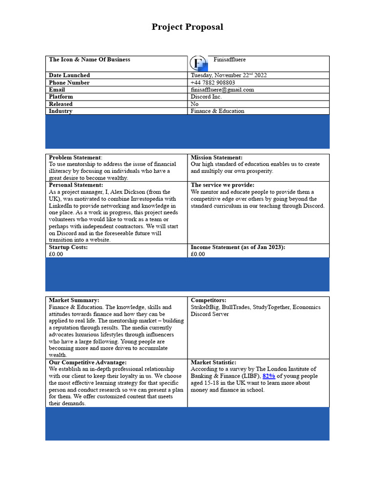 Project Proposal | PDF | Mentorship | World Wide Web