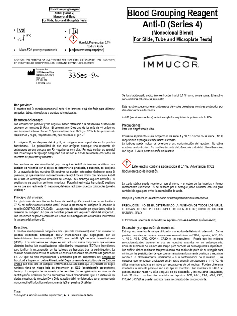 Anti D Series 4 | PDF | Anticuerpo | Reactivo