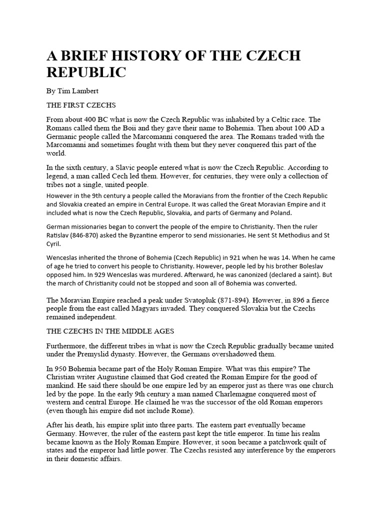 A Brief History of The Czech Republic | PDF | Czechoslovakia | Czech ...