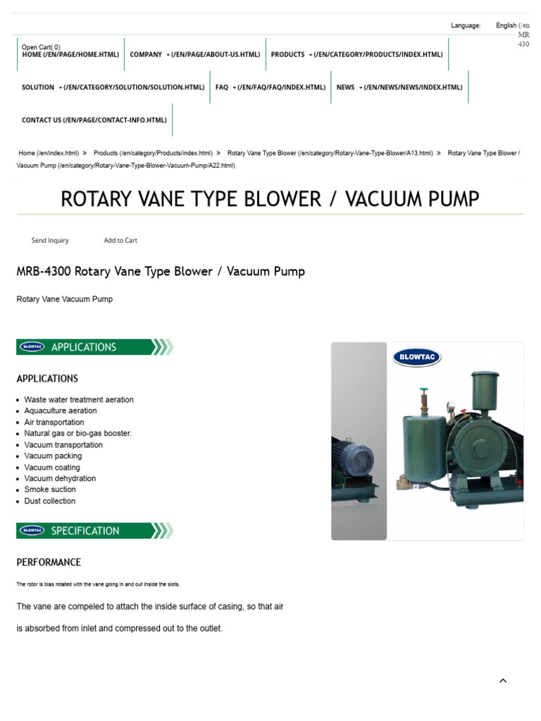 MRB Specs | PDF | Pump | Vacuum