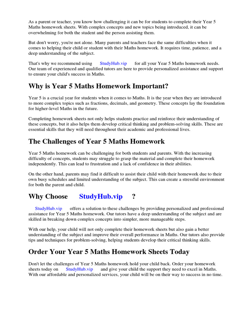 Maths Homework Sheets Year 5 | PDF | Worksheet | Mathematics