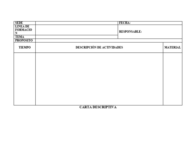 Formato Carta Descriptiva | PDF