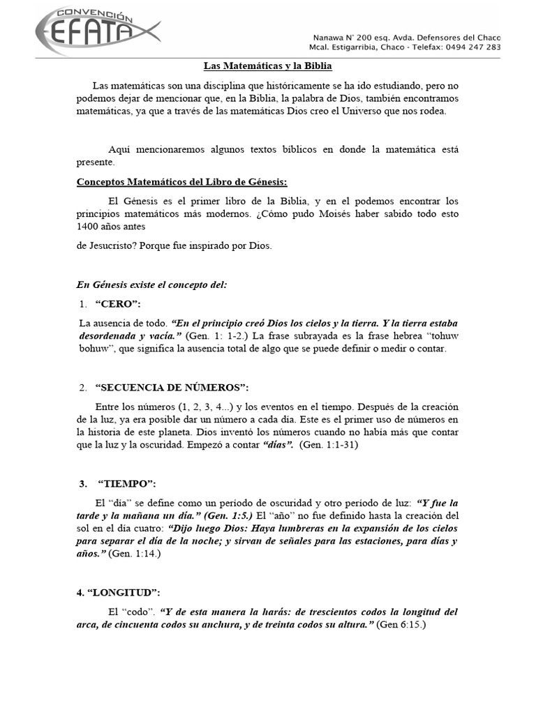 Las Matemáticas y La Biblia | Descargar gratis PDF | Biblia | Libro del ...