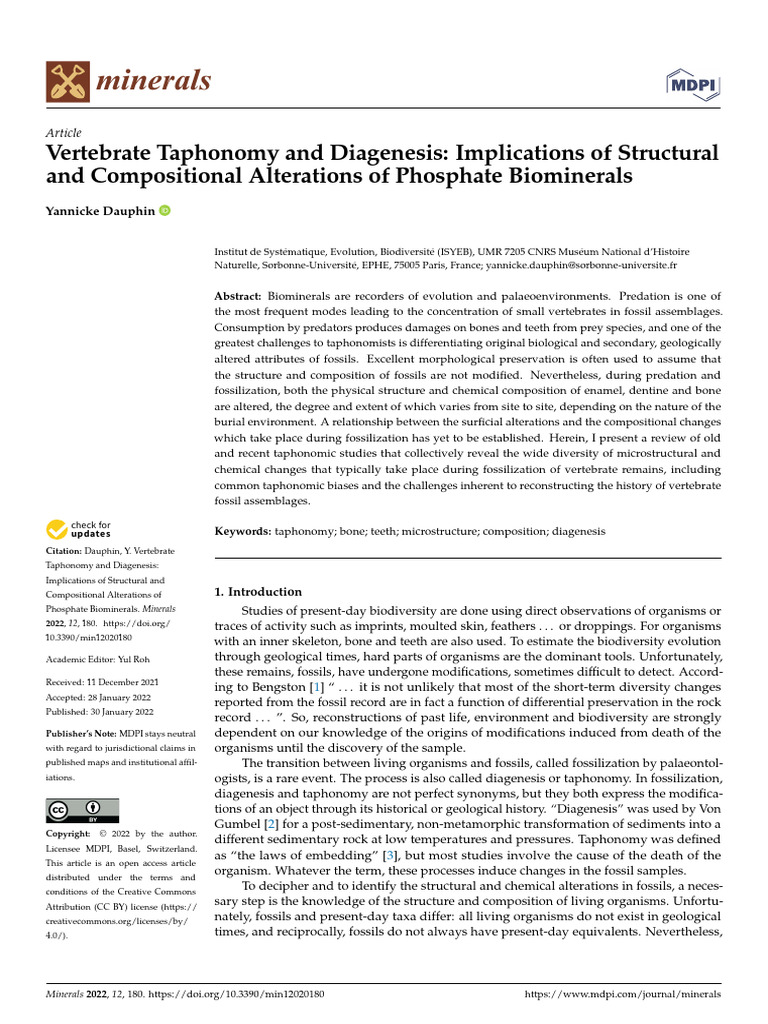 Vertebrate Taphonomy and Diagenesis | PDF | Tooth | Tooth Enamel