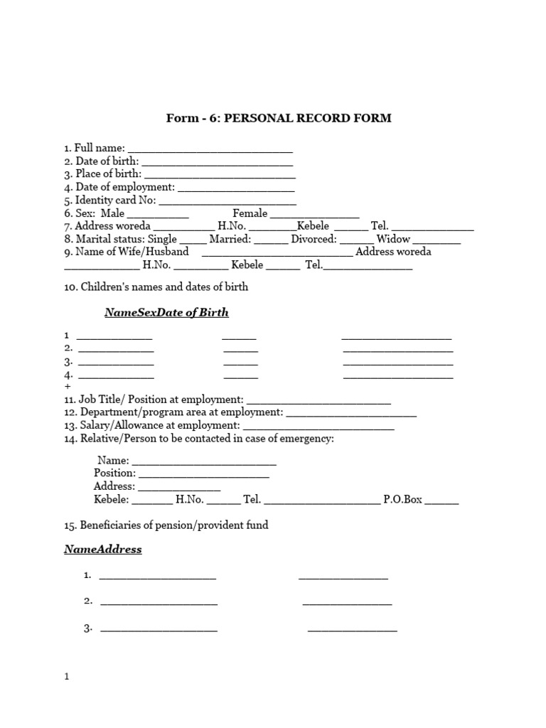 Personal record form | PDF | Salary | Employment