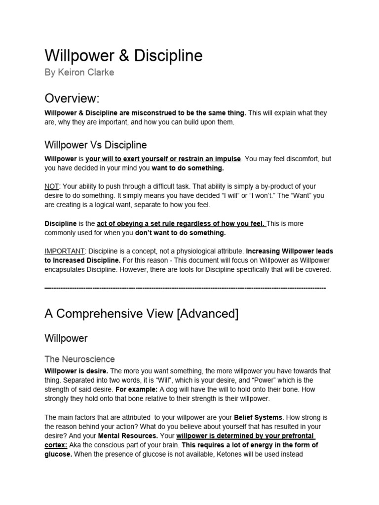 FULL GUIDE - Willpower & Dicipline | PDF | Self-Management | Self Control