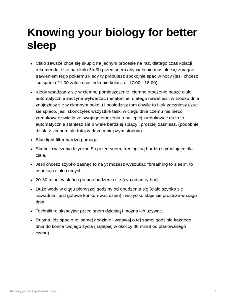 Knowing Your Biology For Better Sleep | PDF