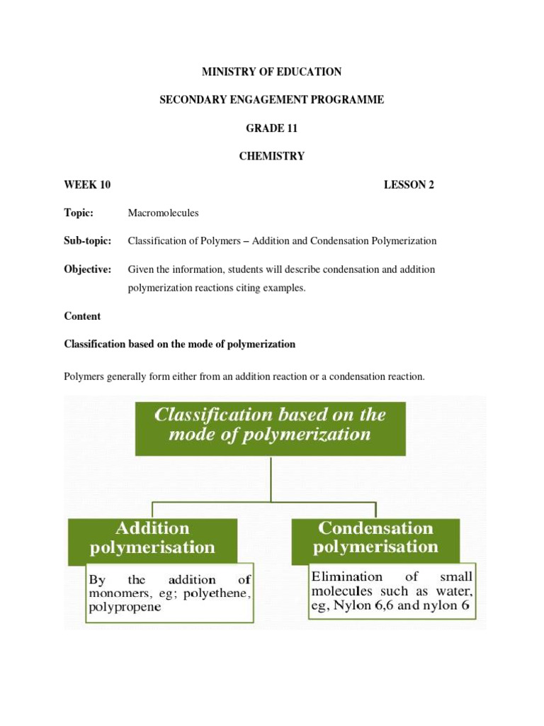 Polymerization: Addition vs. Condensation | PDF | Finance & Money ...