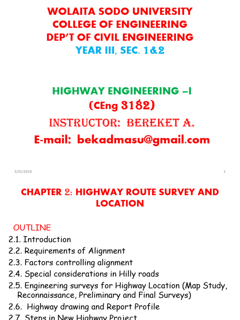 Chapter 2 (Highway) - Route Survey and Location | PDF | Topography | Road