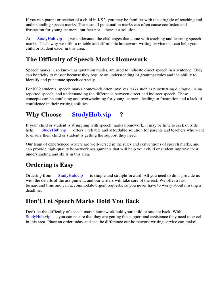 Speech Marks Homework Ks2 | PDF | Facebook | Homework