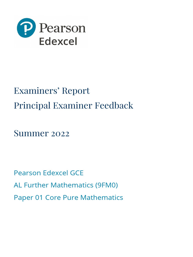 9FM0-01 June 22 Examiners' Report | Download Free PDF | Logarithm | Equations